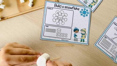 Marshmallows and Toothpicks Snowflakes Mats Winter Printable Activities ...