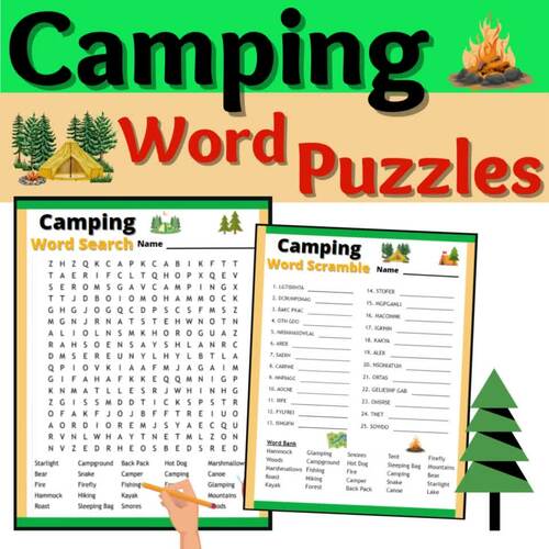 Camping Word Search Puzzles Vocabulary Activity No Prep Morning Camp Theme