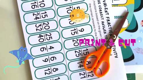 Equivalent fractions game | Equivalent fractions activity | Fish Matching