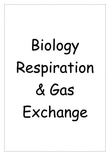 Biology Respiration and Gas Exchange Worksheets by Worksheet Whisperer