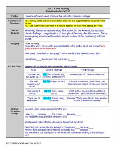 The Name Jar by Yangsook Choi Lesson Plan and Google Activities | TPT