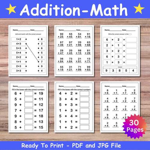 Addition Worksheets for Kids, Addition Math Worksheets, Printable Math ...