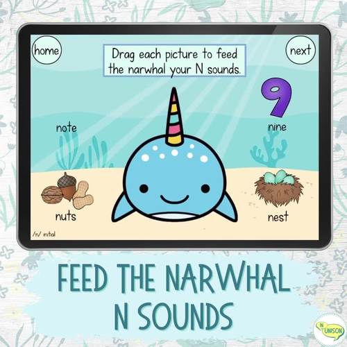 Feed the Narwhal N Articulation Boom Cards™ for Speech Therapy | TPT
