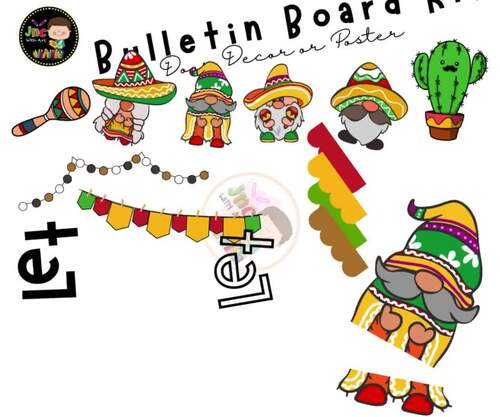 Fiesta Cinco De Mayo Gnome Bulletin Board Kit | Spring Mexican Party ...