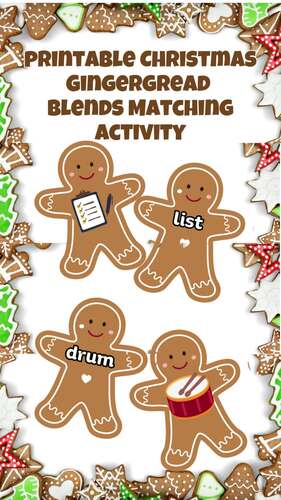 PRINTABLE Christmas Gingerbread Beginning and Ending Blends Matching ...