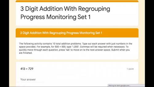 Digital 3 Digit Addition With Regrouping Progress Monitoring Google ...