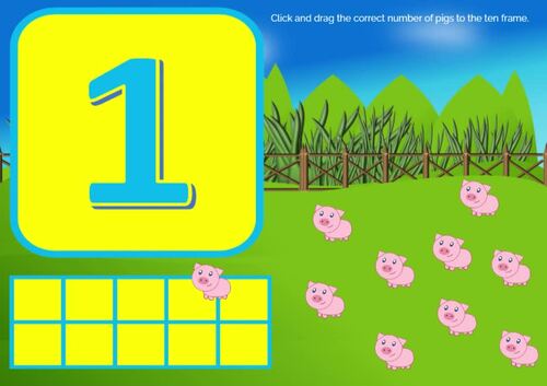 Subitizing Ten Frames with Pigs Boom Cards by Teacher's Pride | TPT