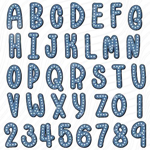 Polka dot bulletin board letters and number font Bundle, winter clipart
