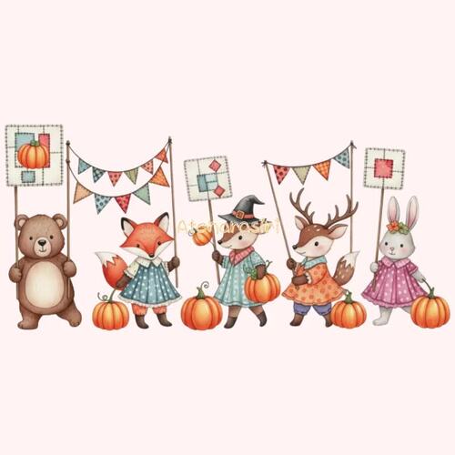 Fall Animal Parade – 19 Handmade-Inspired Autumn Animal Clipart Graphics