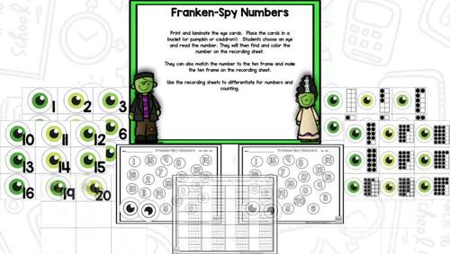 Frankenstein Halloween Math and Literacy Centers by Kindergarten ...