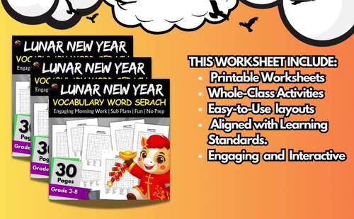 Chinese Lunar New Year Word Search Puzzle Activities 4th,5th,6th,7th ...