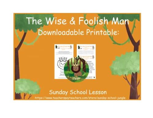 The Wise And Foolish Man by Sunday School Jungle | TPT