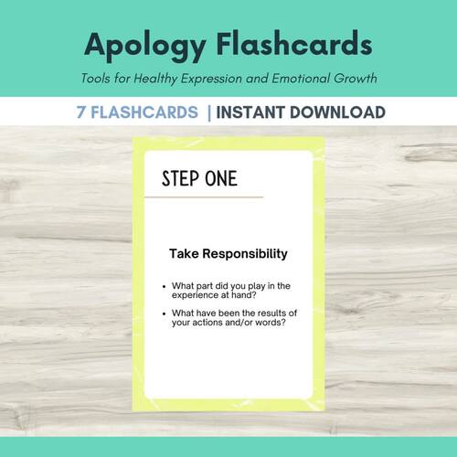 Apology Flashcards by Creative Claire Printables | TPT