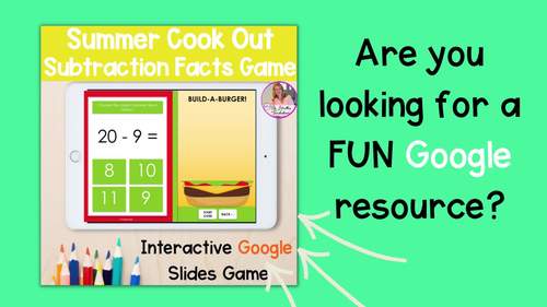 Subtraction Facts To 20 Google Slides Game Summer Cook Out Themed ...