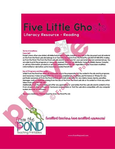 Halloween Emergent Reader | 5 Little Ghosts for Early Readers by From ...