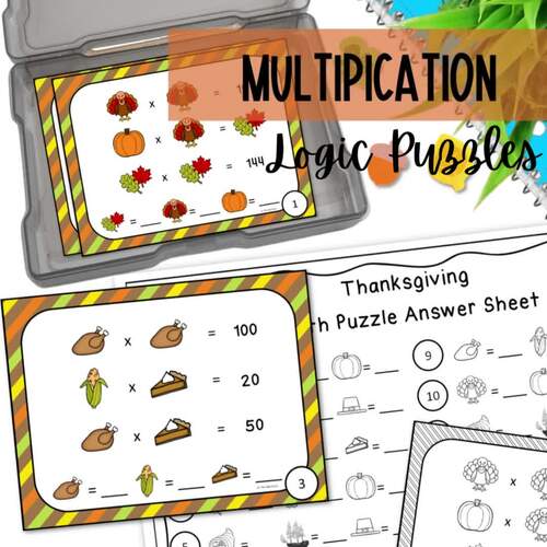 Thanksgiving Math Logic Puzzle Enrichment Activity Multiplication Task ...