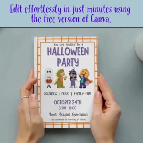 Editable Halloween Party Invitation Template | Canva Flyer for School ...