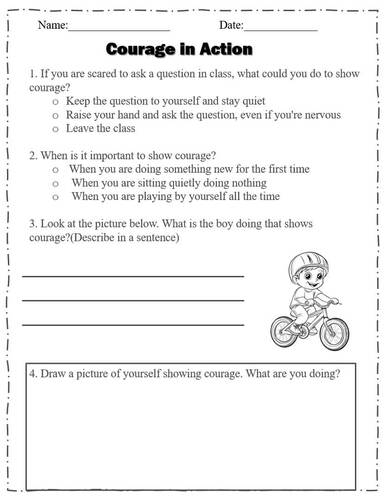 Moral Focus in Action: Courage for Kids Worksheets | TPT