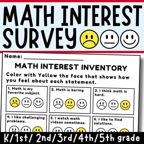 ️ Math Interest Attitude Survey Math About me Beginning of the year ...