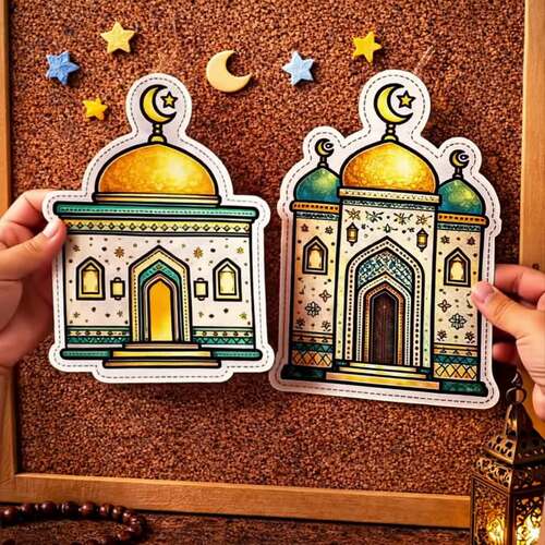 Islamic Mosque Die Cut Coloring Template for Ramadan-Eid Crafts ...