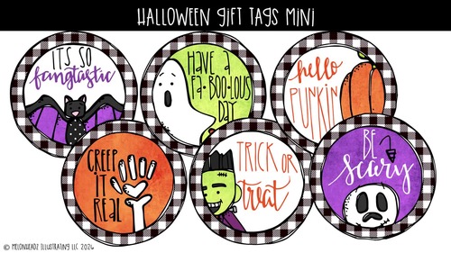 Halloween gift tag clip art, printable MINI by Melonheadz Clipart