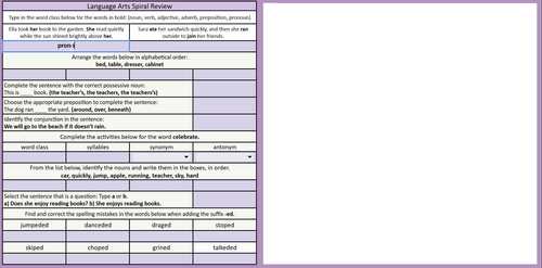 NO Prep - Spiral ELA Review Bundle for 3rd or 4th Grade - Week 3
