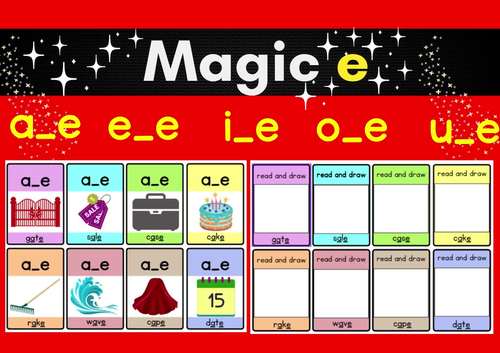 Phonics Tricky words: Magic 'e' Flash cards | Reading Materials | TPT