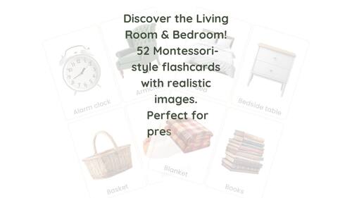 Living Room and Bedroom Objects Real Photo Flashcards – 52 Vocabulary Cards