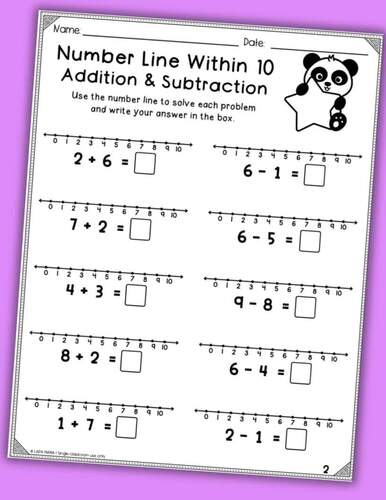Back To School Number Line Addition & Subtraction Within 10 | K-1 Math ...