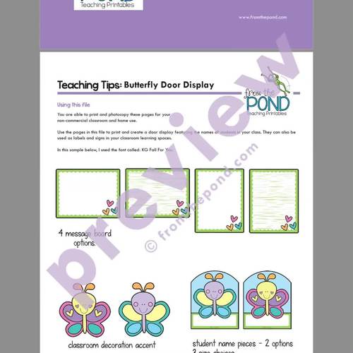 Editable Butterfly Door Decor by From the Pond | TPT