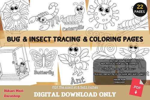 Bug & Insect Tracing & Coloring Pages – 22 Fun Activities for Young ...