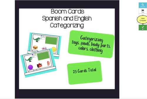 Boom Cards Spanish and English Categorizing by Speech Therapy Fiesta