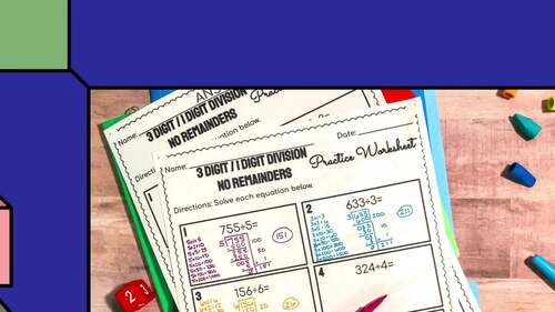 4 NBT 6 Division Without Remainders Practice Worksheet | TPT