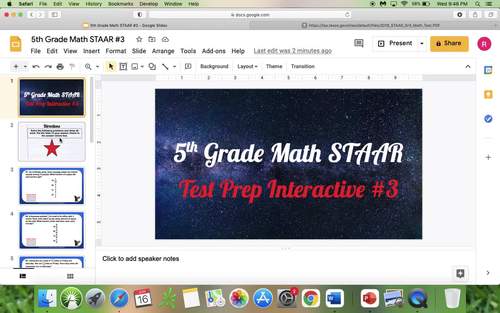 5th Grade Math STAAR Interactive Practice #3 (Digital- Google Slides)