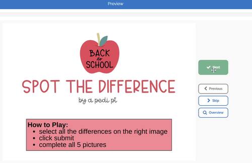 Back to School Spot the Difference | Boom Cards Deck by A Pedi PT