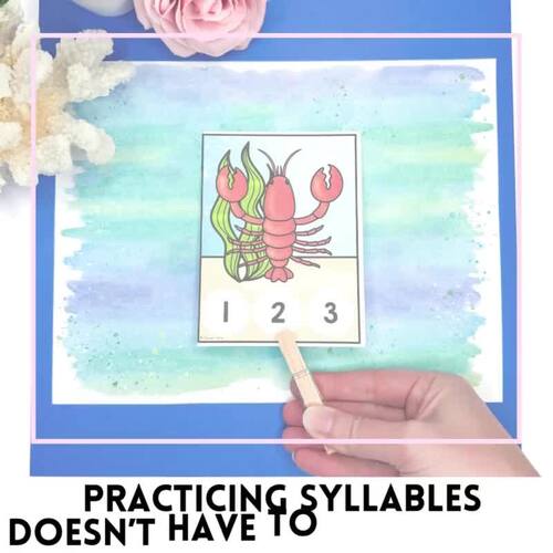 Ocean Counting Syllables Literacy Activity - Ocean Animals Syllables Center