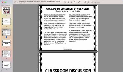 Maya and the Stage Fright Book-Based Print + Go Music Lesson Worksheets ...