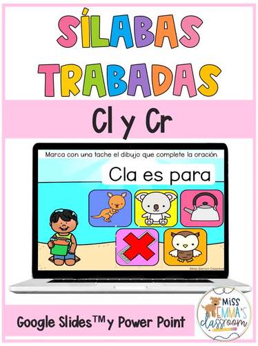 Sílabas trabadas Cl y Cr Google Slides™ | Digital Blends in Spanish