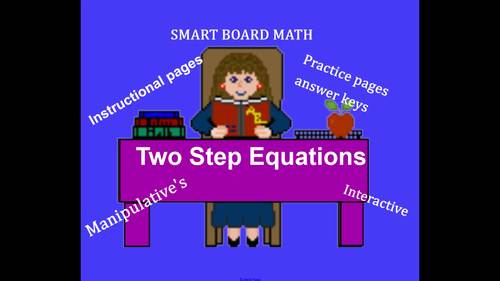 Solving Two Step Equations; for Smart boards. by Smart Math Mart