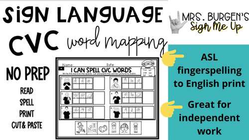 CVC Word Mapping | Sign Language by Mrs Burgen's Sign Me Up | TPT
