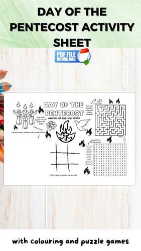 Day of The Pentecost Activity Sheet, Coloring Page, Sunday School Bible ...