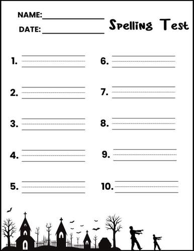 Halloween Spelling Test Paper | Word Work Writing Templates | TPT