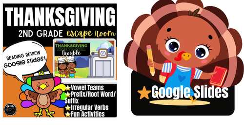 Thanksgiving 2nd ELA Grade Digital Escape Room: Irregular Verbs, Suffix ...