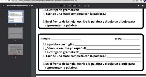 Student Word Wall Template for ANY Spanish Unit by Hispanosphere