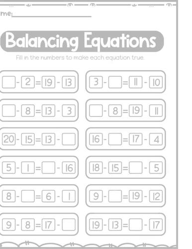 Balancing Equations 1st Grade | Math Worksheet by Kidzvilly | TPT