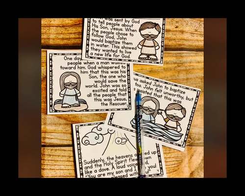 Bible Story Mini Lesson - Jesus Is Baptized by Becky's Brainy Boutique