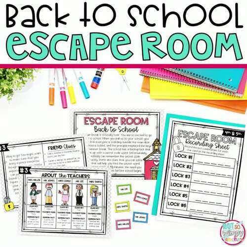 Back To School Escape Room - PRINTABLE by Not So Wimpy Teacher | TPT