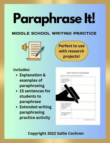 Paraphrase It! (PDF & Easel Paraphrasing Writing Practice, Middle School)