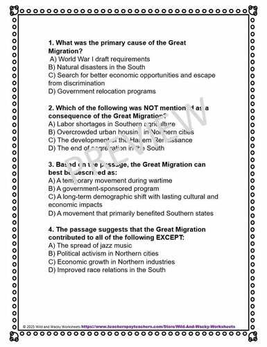 GED Social Studies Practice Test Second Set by Wild and Wacky Worksheets