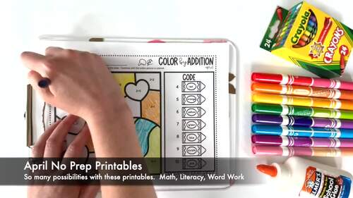 April No Prep Printables, math + literacy, emergency sub plans, Earth Day